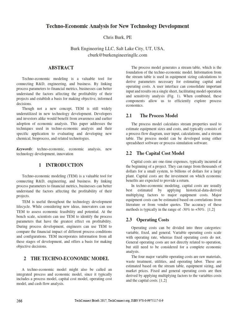 Techno-Economic Analysis For New Technology Development: Chris Burk, PE ...