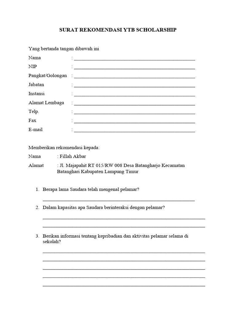 Format Reclet YTB-BDGS-CGS-AIU | PDF | Karier & Perkembangan | Bisnis