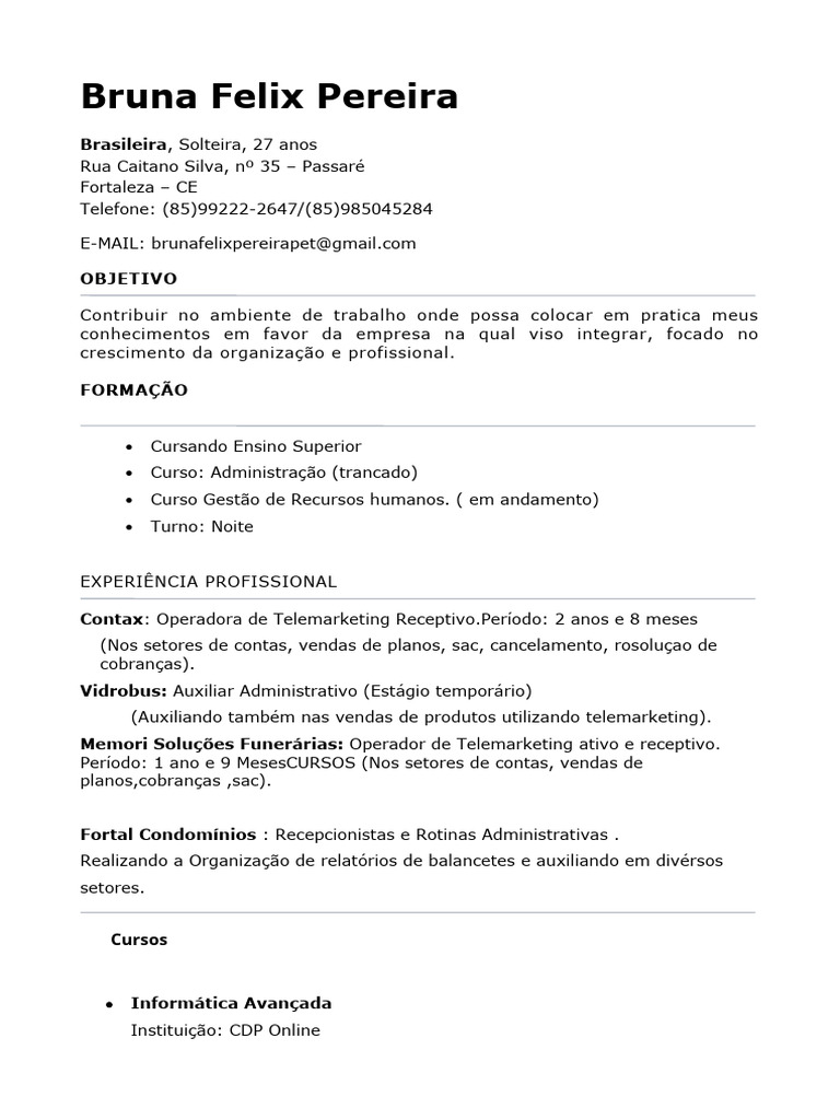 Curriculo Bruna | PDF