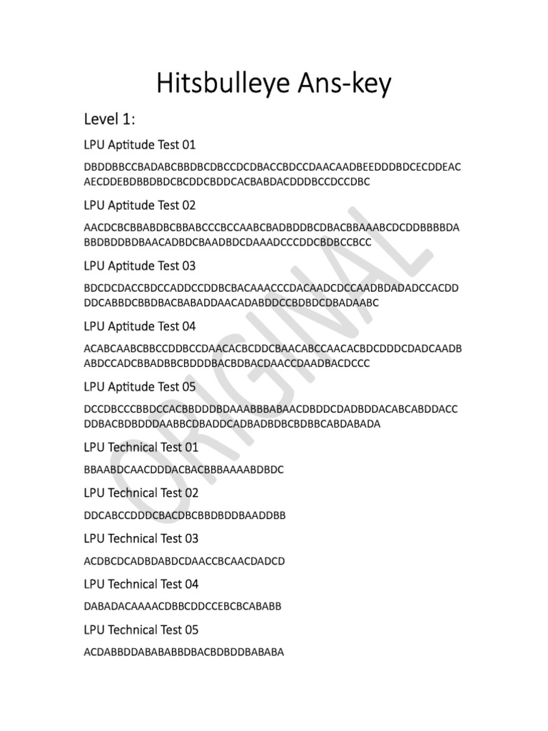 Hitsbulleye Ans-Key | PDF