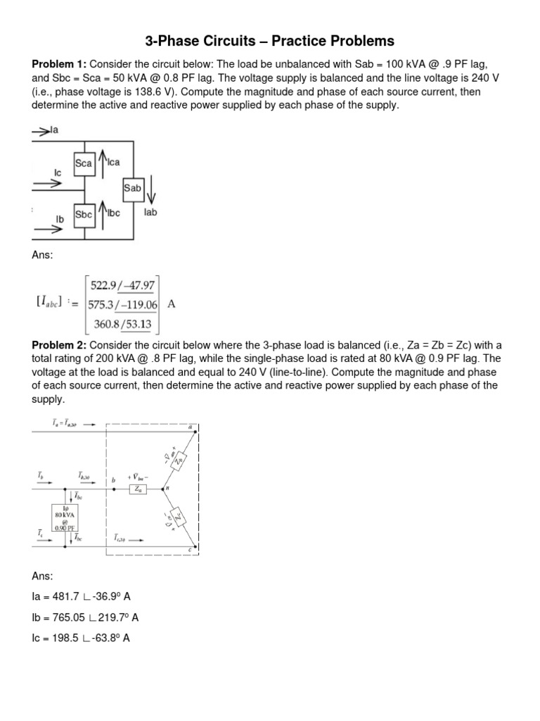 EE 221 - 3-Phase Ckts Problems | PDF