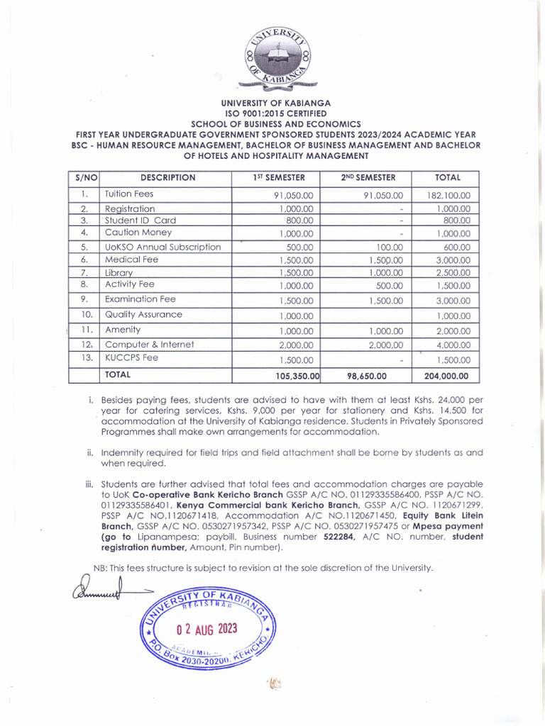BBM AND HOTEL AND HOSPITALITY Fee Structure | Download Free PDF ...