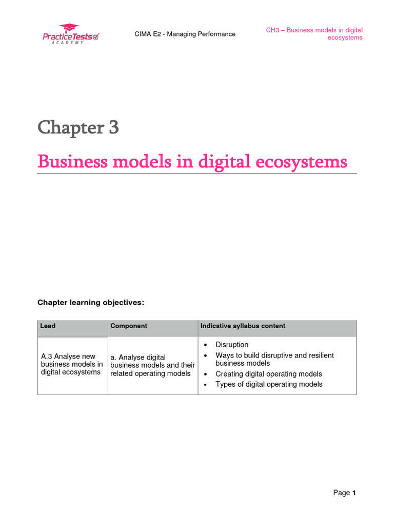 E2 CH3 Business Models in Digital Ecosystems | PDF | Business