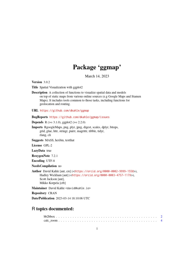 ggmap: Spatial Data Visualization | PDF | Function (Mathematics) | Null ...
