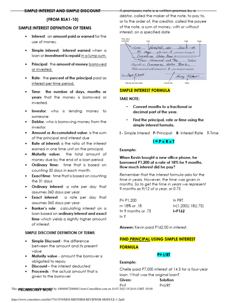 Moi Midterm Reviewer Module 1 2 PDF | PDF | Interest | Present Value