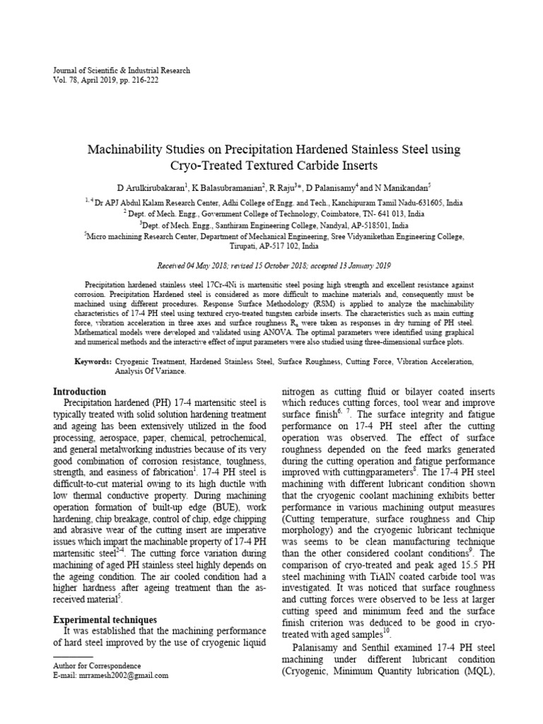 Jsir 78 (4) 216-222 | PDF | Steel | Stainless Steel