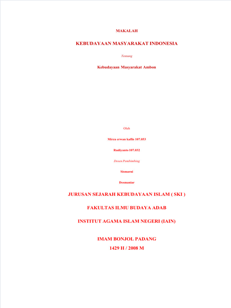 Dokumen - Tips Makalah Suku Ambon | PDF