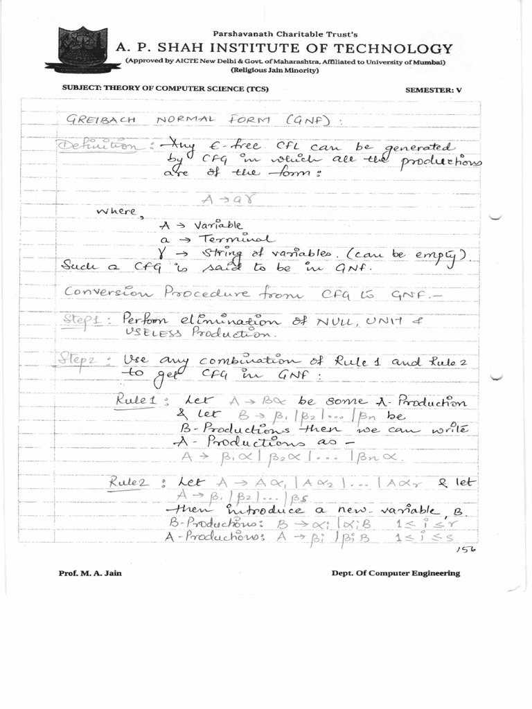 Normal Forms - GNF (PDF-3) | PDF