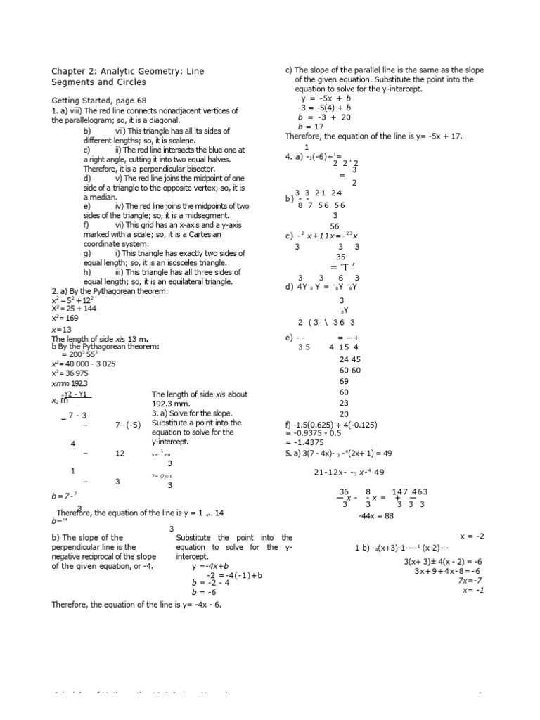 MPM2D Chapter 2 Solutions | PDF