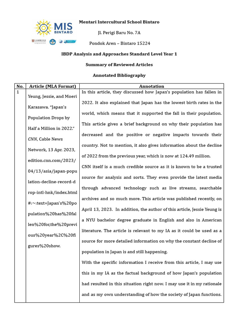 11T Ziva Annotated Bibliography | PDF | Mathematics | Exponential Function
