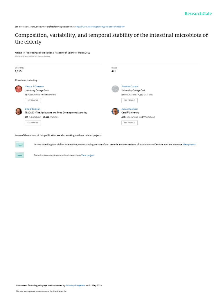 Composition, Variability, and Temporal Stability of The Intestinal ...