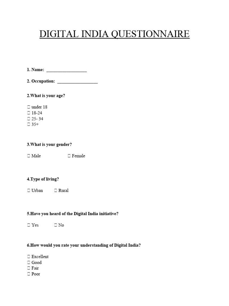 Digital India Questionnaire (2) | PDF