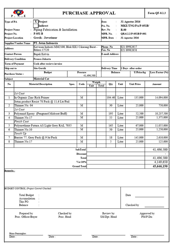 Form PUrchase Approval | PDF | Economies | Business Process