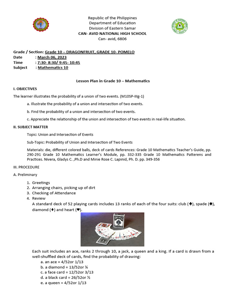 Union and Intersection of Events | Download Free PDF | Odds | Probability
