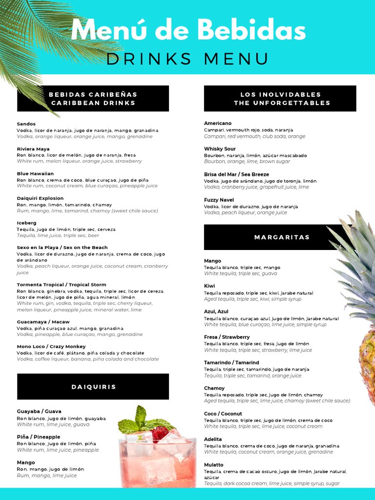 Bebidas Menu Caracol | PDF | Martini (Cocktail) | Drink