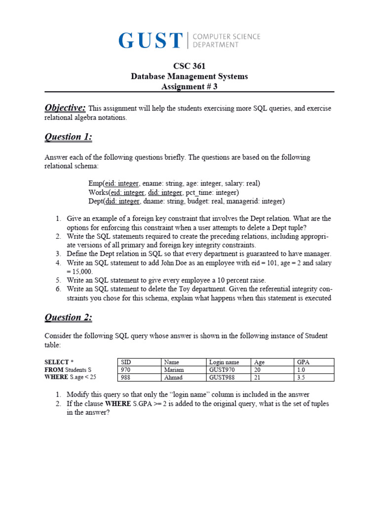 Assignment 3 | PDF | Relational Model | Sql