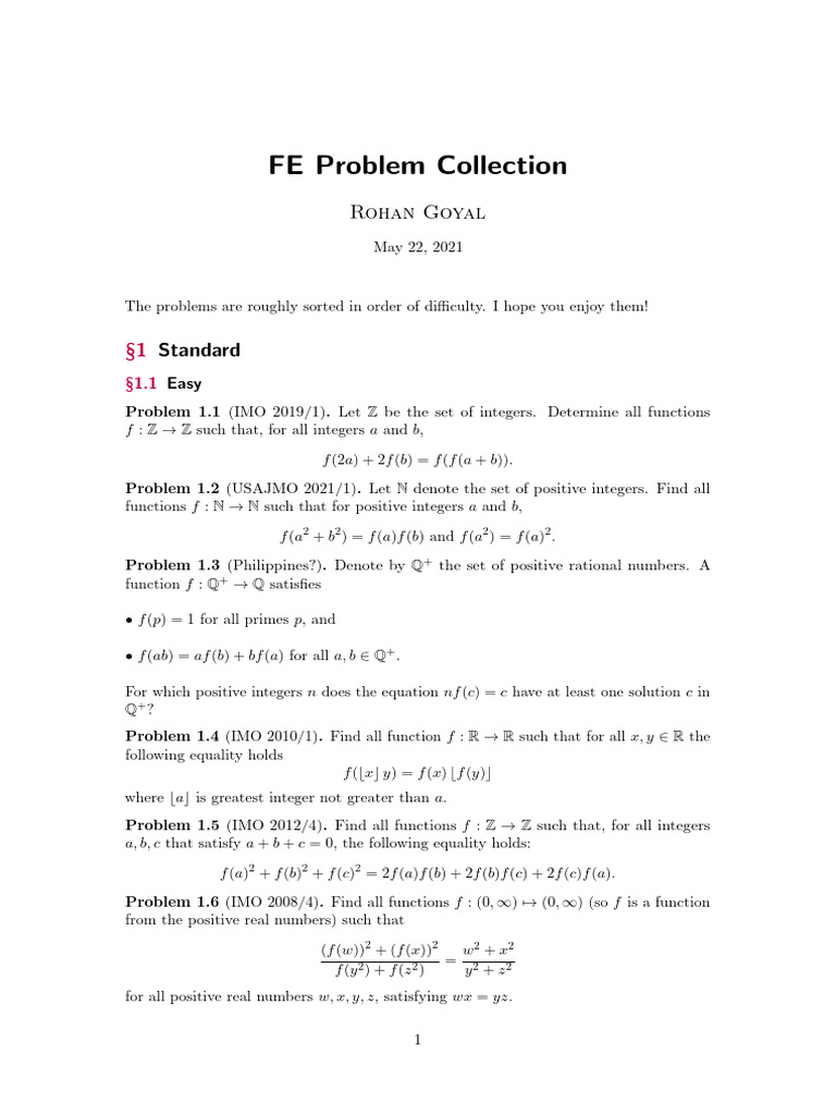 Fe Collection Pdf Function Mathematics Polynomial