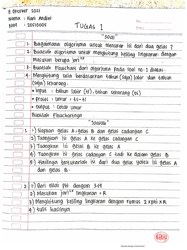 Pemrograman Tugas 1 (Hani Andini) | PDF