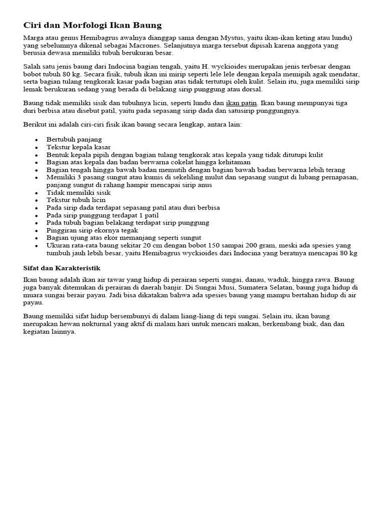 Ciri Dan Morfologi Ikan Baung | PDF | Griya & Taman