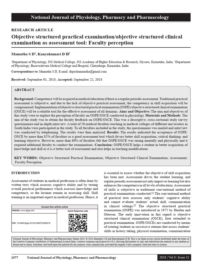Objective Structured Practical Examination/objective Structured ...
