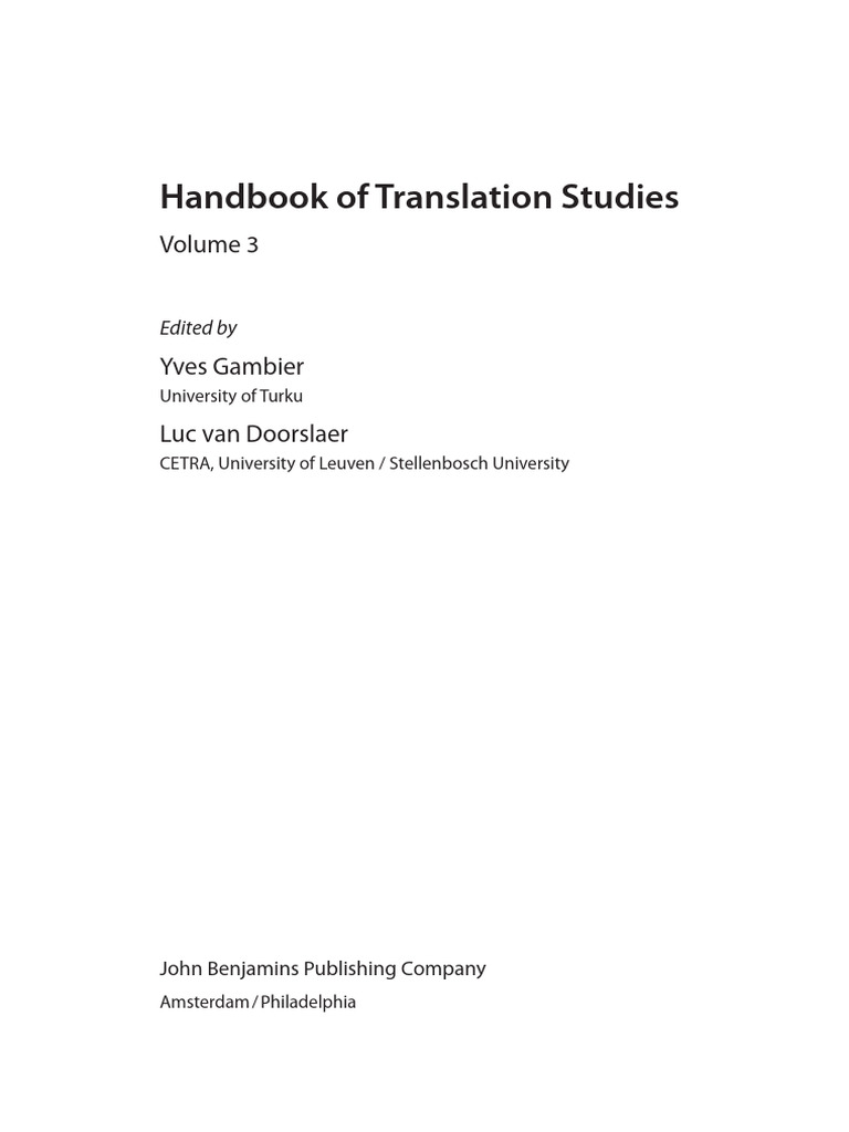 Chesterman A. Models in Translation - Handbook of Translation - Vol.3 | PDF