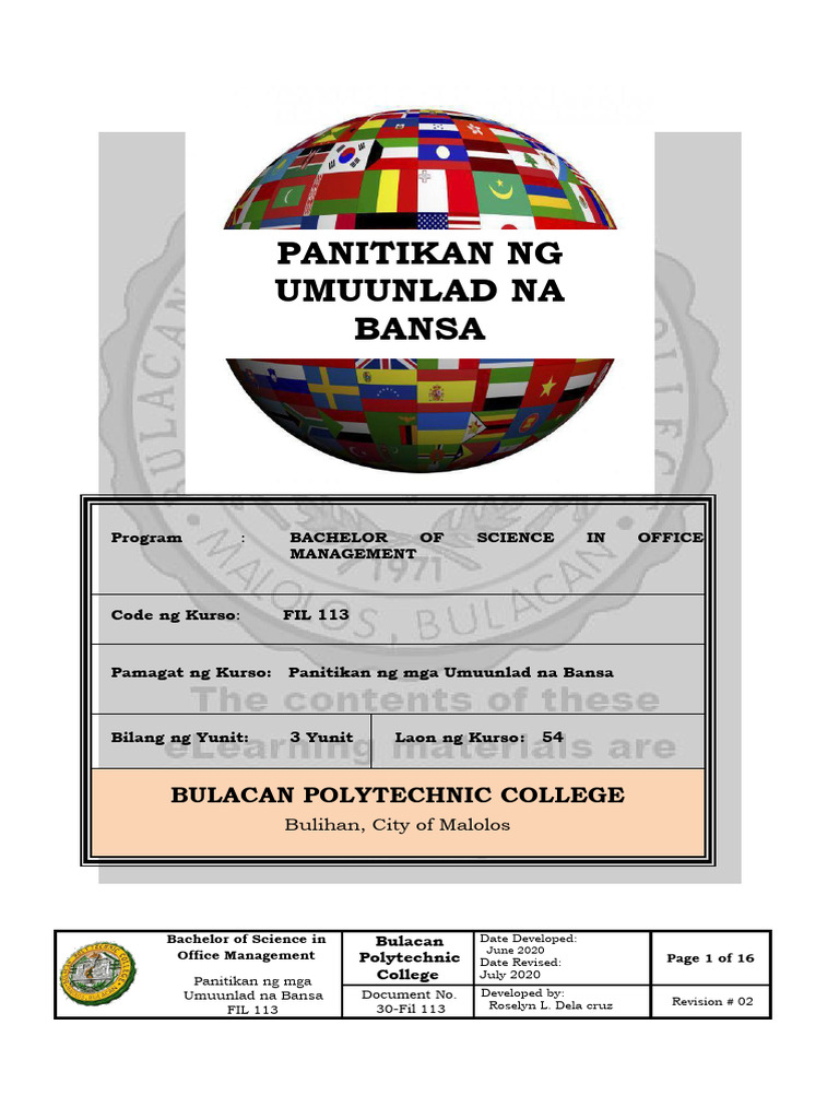 Impormasyon FIL 113-1 | PDF