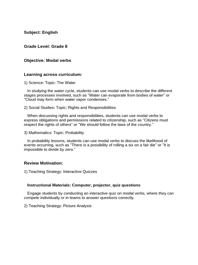 Lesson Plan | PDF | Verb | Understanding