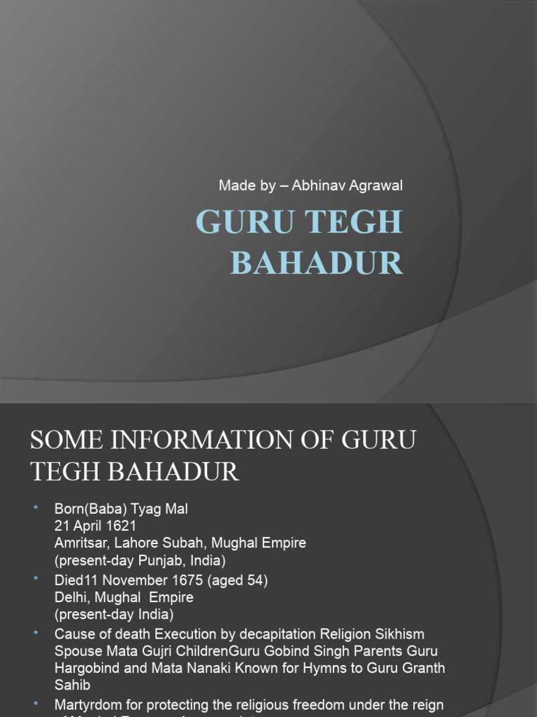 Guru Tegh Bahadur | PDF | South Asia | Nāstika