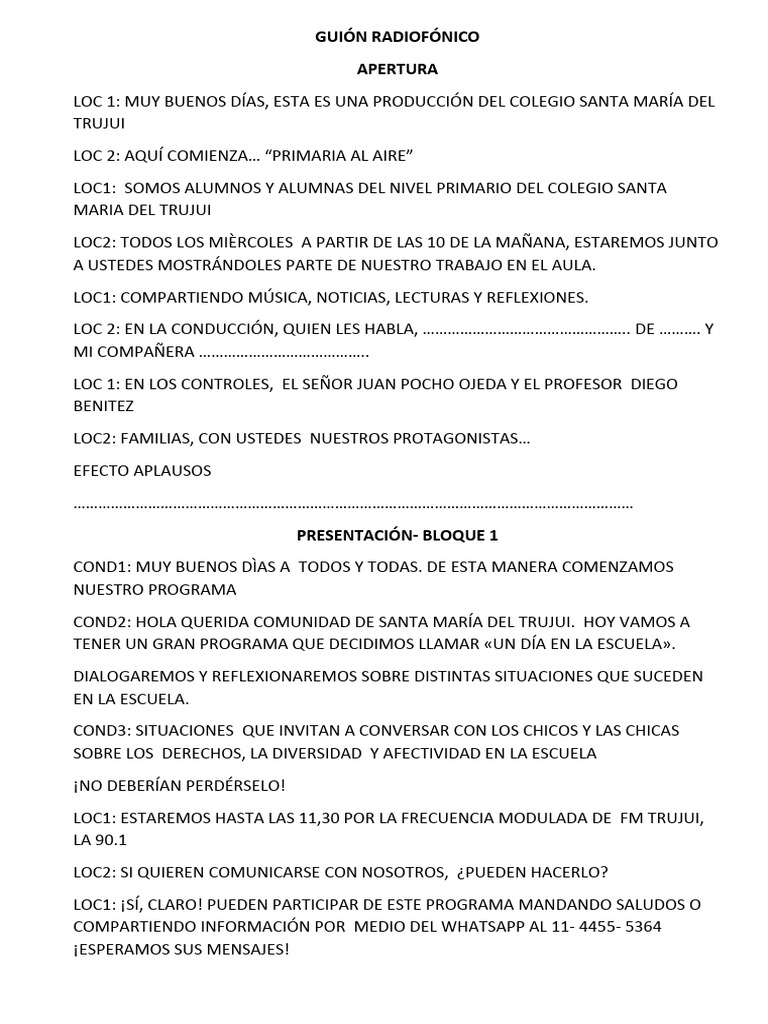 Guión Radio Programa Bulling | PDF