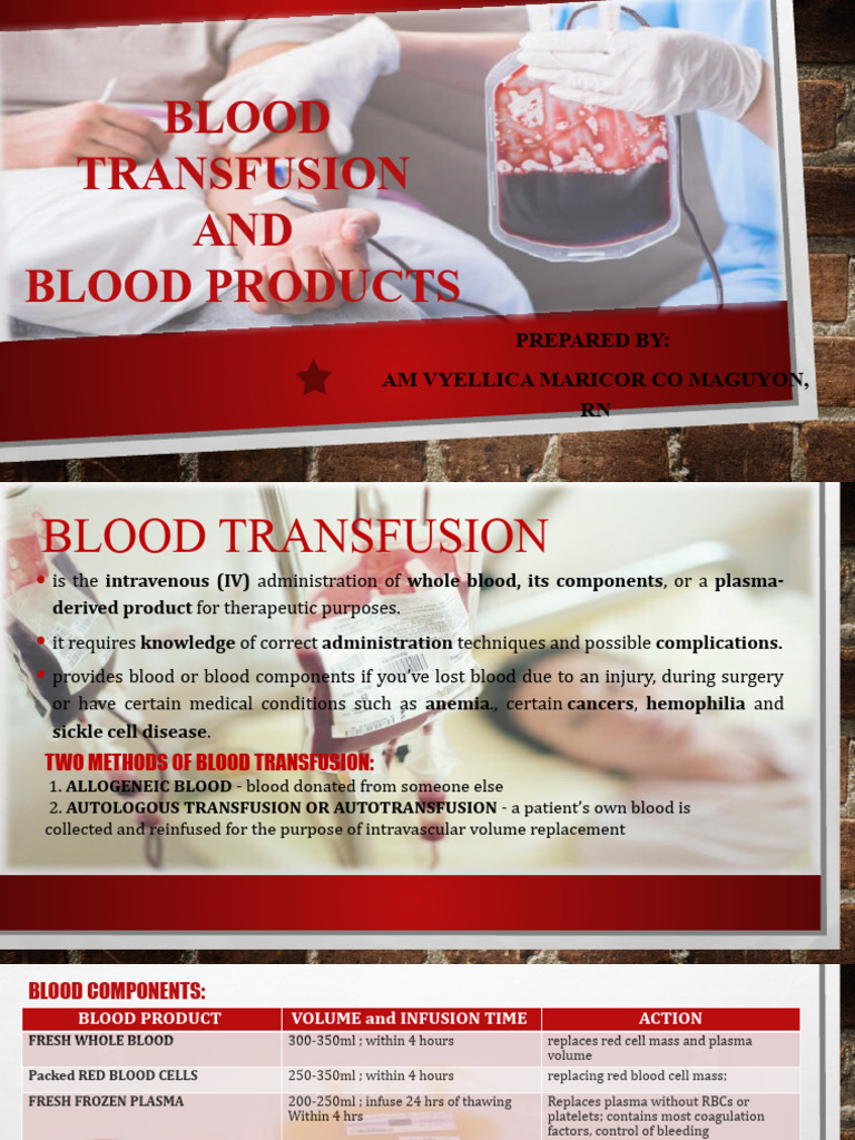 Blood Transfusion and Blood Products | PDF | Intravenous Therapy ...