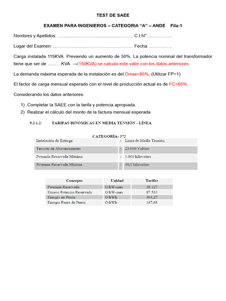 2 SAEE Examen Categoria A | PDF