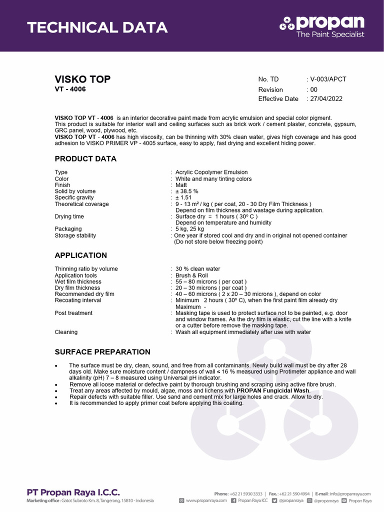 Visko Top VT 4006 | PDF