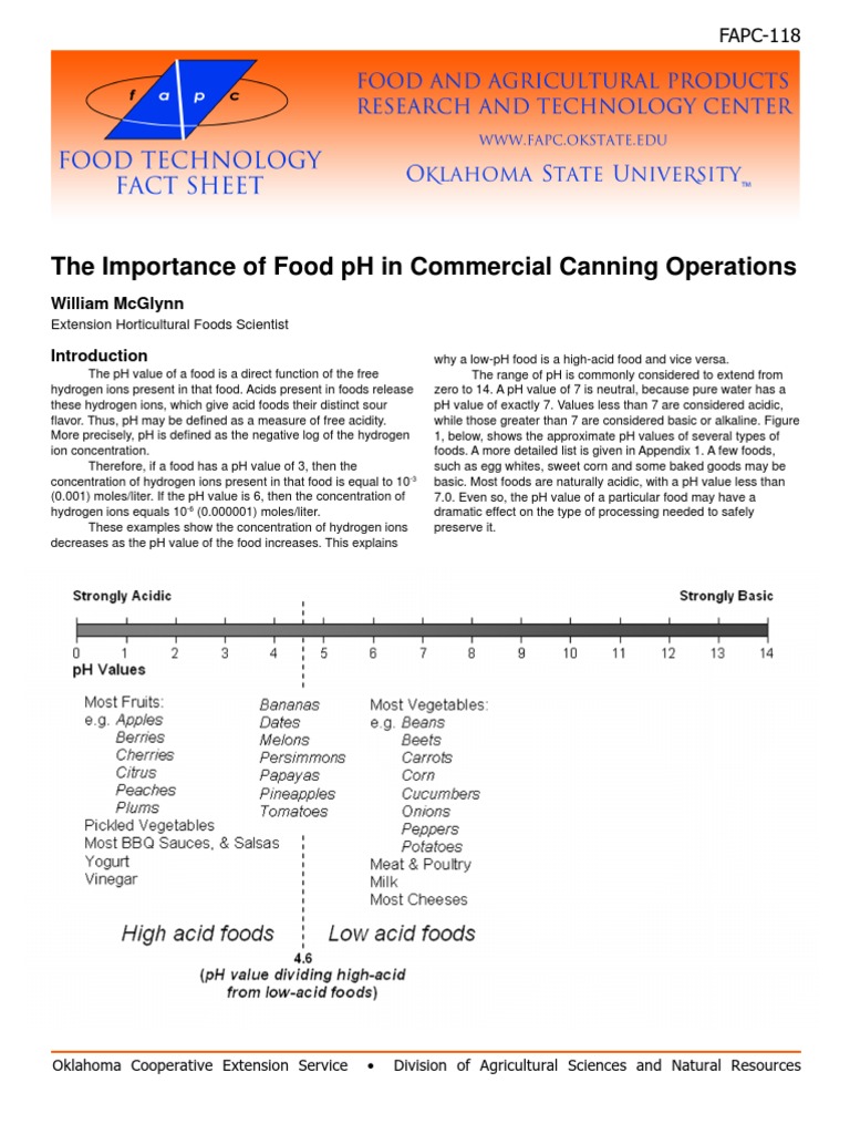 PH in Canning | PDF | Canning | Foods