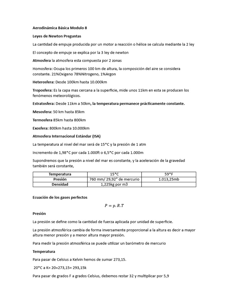 Aerodinamica Basica Modulo 8 Pdf Pdf Levantar Fuerza Avión