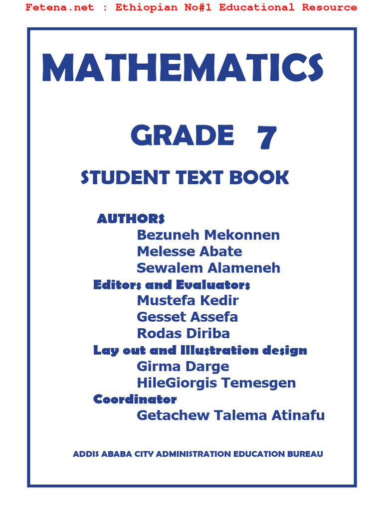 Grade 7-Mathematics Fetena Net 7350 | PDF