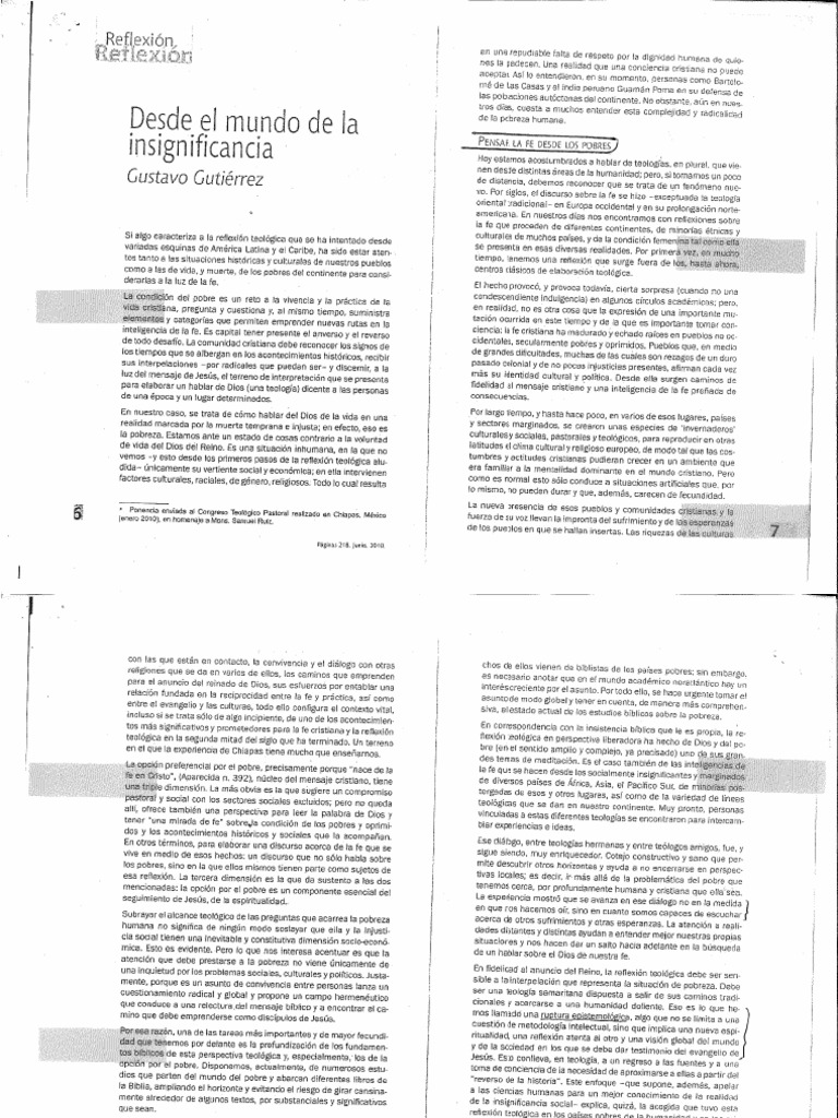 UNIDAD 3 - Semana 7 - Gustavo Gutierrez - Desde El Mundo de La ...