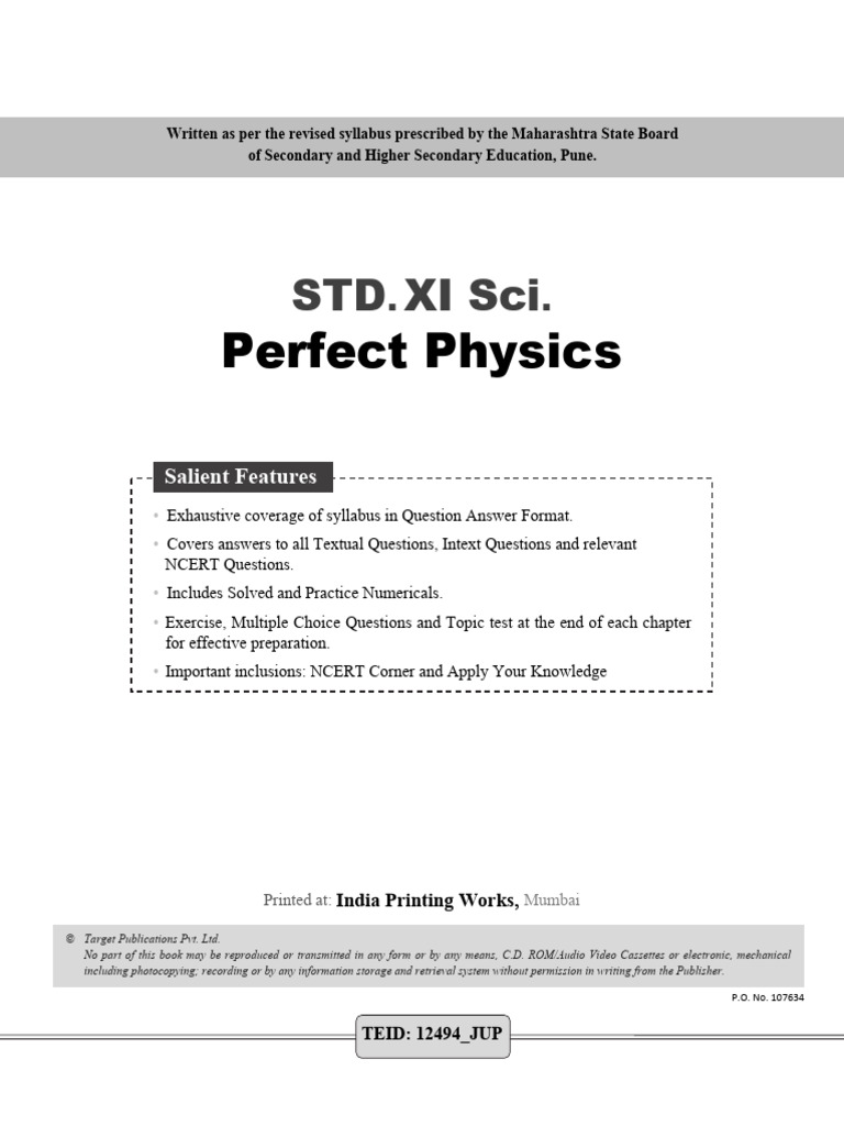 11th Science Physics Target | PDF