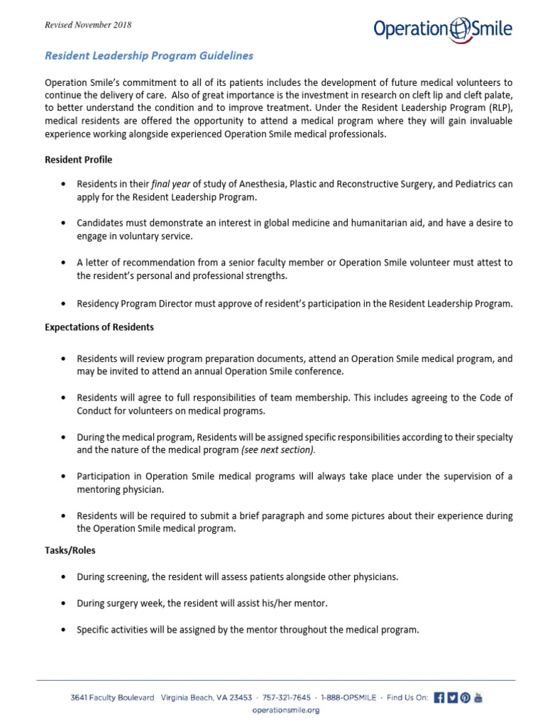 Resident Leadership Program App Packet - Nov2018 | PDF | Residency ...