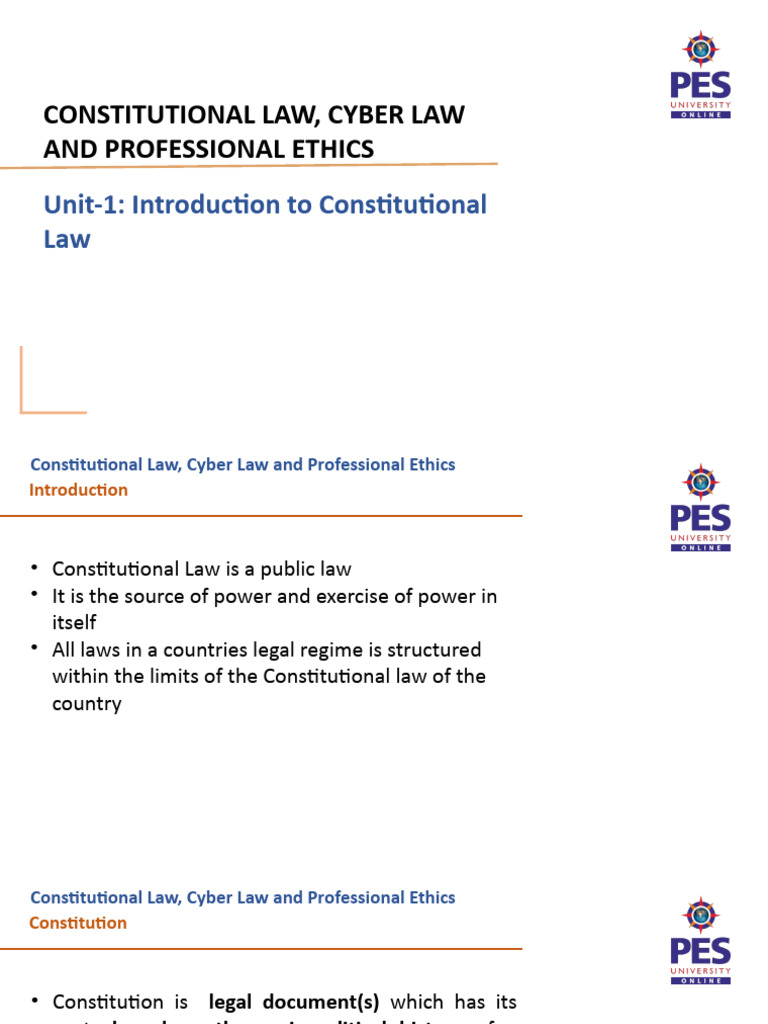 Constitutional Law, Cyber Law and Professional Ethics-Unit 1 - PPT - 20210104124318 | PDF ...