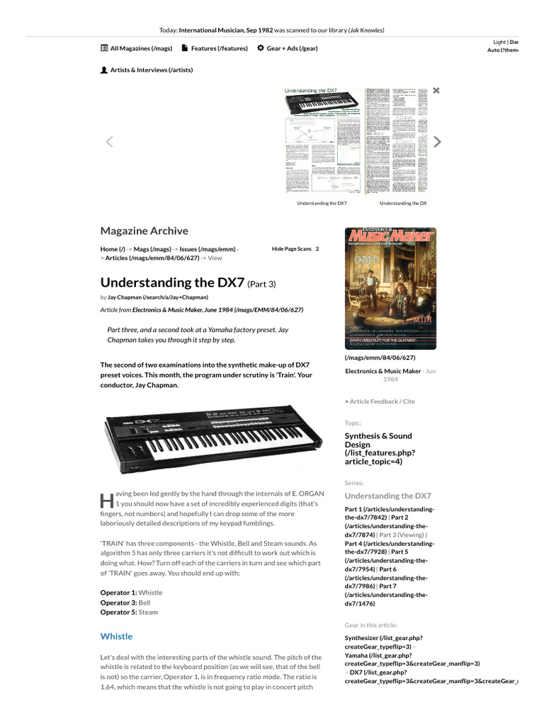 Understanding The DX7 (EMM Jun 84) | PDF | Computers