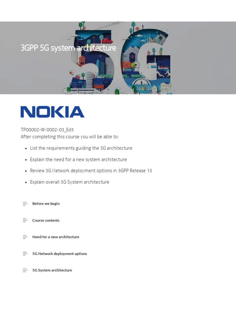 3GPP 5G System Architecture - TP00002-W-0002-03 | PDF