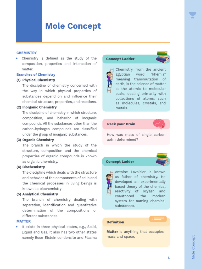 Mole Concept Notes 2 | PDF | Chemistry | Mole (Unit) Mole Concept Notes 2 | PDF | Chemistry | Mole (Unit)