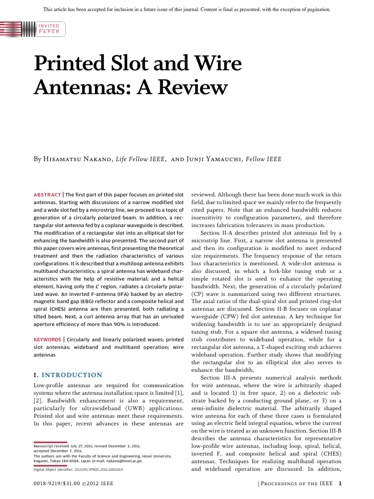 Printed Slot and Wire Antennas - A Review | PDF | Antenna (Radio ...