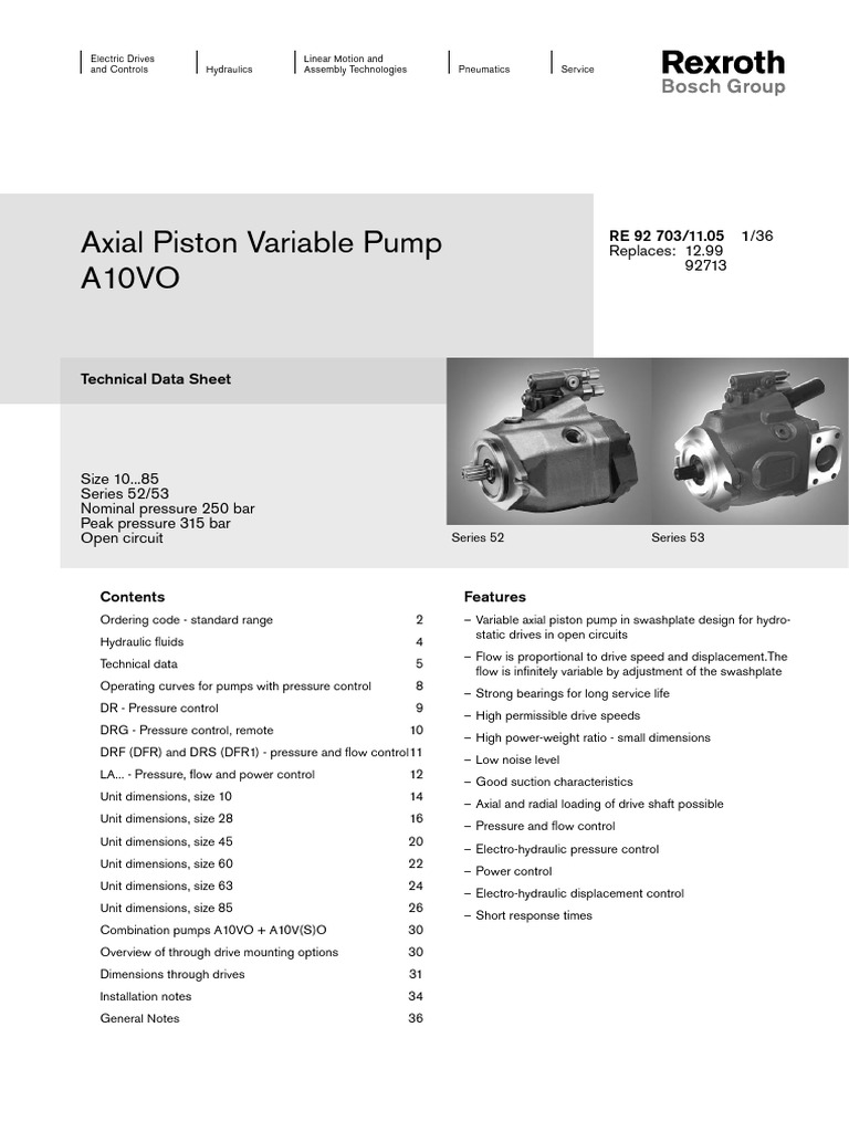 A10vo - 52 Serie Pomp | PDF | Pump | Mechanical Engineering