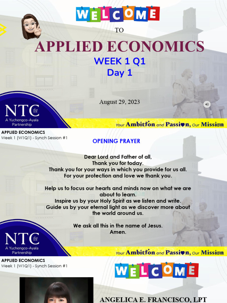Day 1 Week 1 Applied Economics | PDF | Microeconomics | Economics