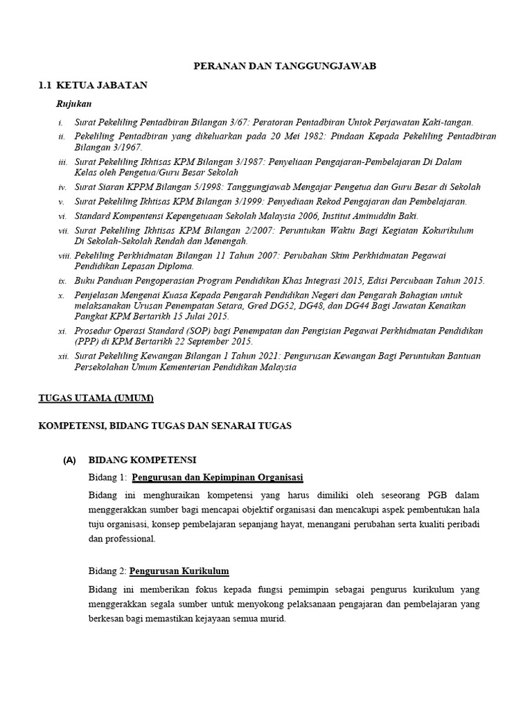 Peranan Dan Tanggungjawab | PDF