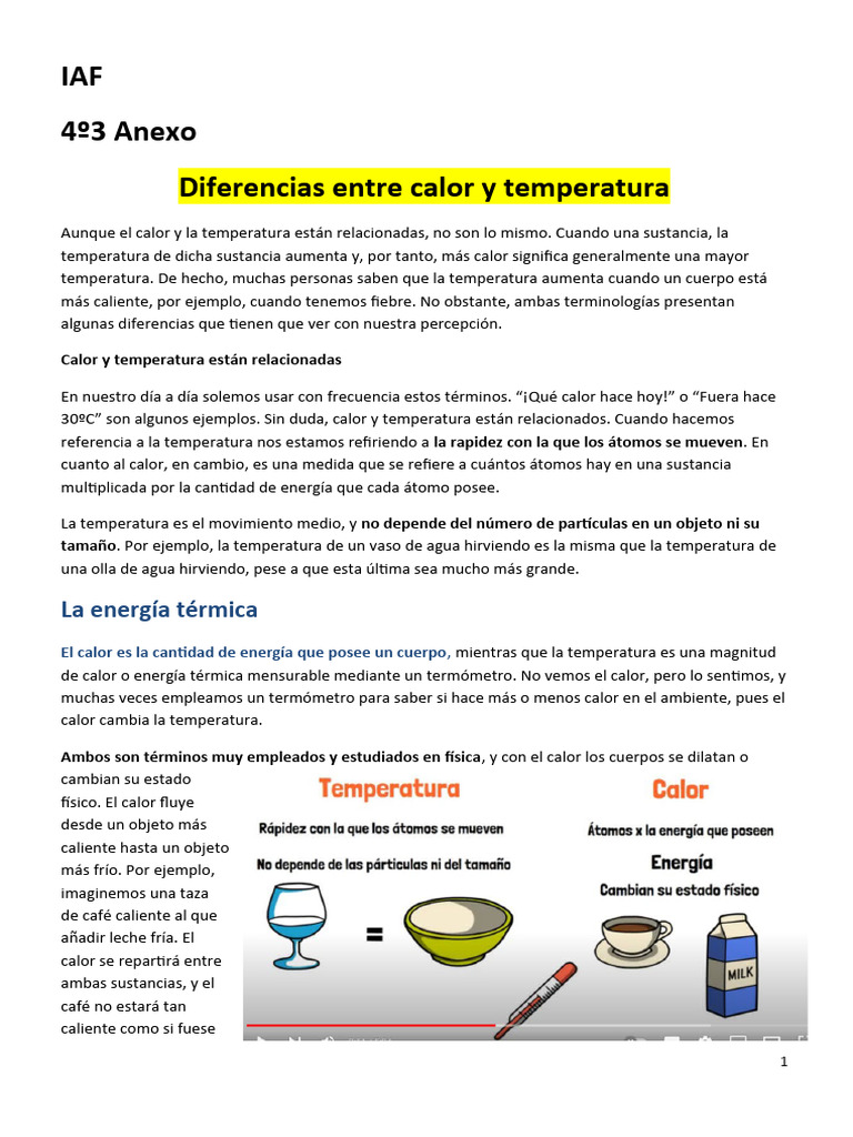 Diferencias Entre Calor y Temperatura | Descargar gratis PDF | Calor ...