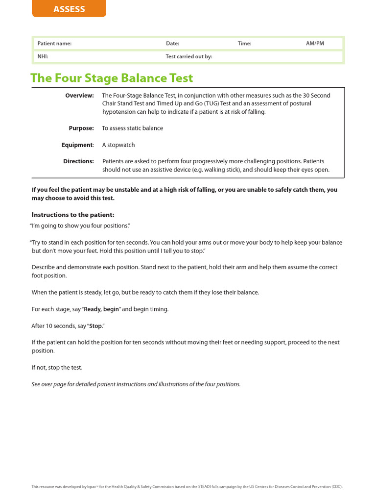 The Four Stage Balance Test | PDF