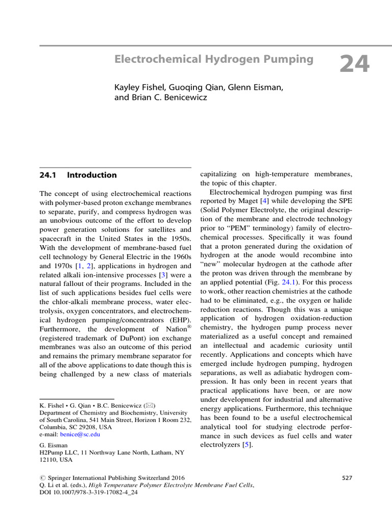 Electrochemical Hydrogen Pumping Book | PDF | Fuel Cell | Electrochemistry