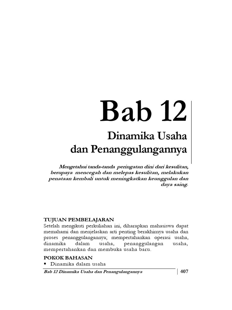 12 - BAB XII - Dinamika Usaha Dan Pengembangannya | PDF